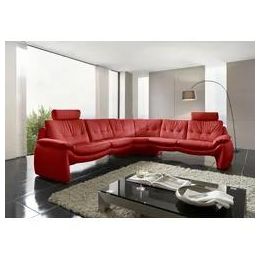 Ecksofa Places of Style "Luna L-Form" Sofas Gr. B/H/T: 288cm x 80cm x 268cm, NaturLEDER LongLife100, langer Schenkel links, rot (kirsche) in einzigartiger Optik