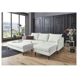 Ecksofa ATLANTIC HOME COLLECTION "Rekvik L-Form" Sofas Gr. B/H: 227 cm x 79 cm, Struktur, langer Schenkel beidseitig montierbar, grau (hellgrau) mit Wellenunterfederung, Ottomane beidseitig montierbar