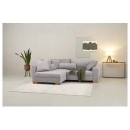 Ecksofa Home Affaire "Helena II, L-Form" Sofas Gr. B/H/T: 227cm x 77cm x 190cm, Struktur Chenille, Ottomane links, ohne Bettfunktion, grau Mit Federkern, wahlweise mit Bett und Taschenfederkern