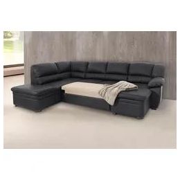 Wohnlandschaft COTTA "Casino U-Form" Sofas Gr. B/H/T: 313cm x 98cm x 95cm, NaturLEDER, Ottomane links, mit Bettfunktion, schwarz wahlweise mit Bettfunktion