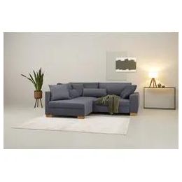 Ecksofa Home Affaire "Helena II, L-Form" Sofas Gr. B/H/T: 227 cm x 77 cm x 190 cm, Struktur Chenille, Ottomane links, ohne Bettfunktion, schwarz Mit Federkern, wahlweise mit Bett und Taschenfederkern