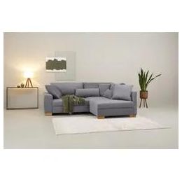 Ecksofa Home Affaire "Helena II, L-Form" Sofas Gr. B/H/T: 227 cm x 77 cm x 190 cm, Struktur Chenille, Ottomane rechts, mit Bettfunktion, grau (stone) Mit Federkern, wahlweise mit Bett und Taschenfederkern