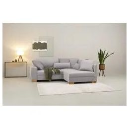 Ecksofa Home Affaire "Helena II, L-Form" Sofas Gr. B/H/T: 227 cm x 77 cm x 190 cm, Struktur Chenille, Ottomane rechts, ohne Bettfunktion, grau Mit Federkern, wahlweise mit Bett und Taschenfederkern