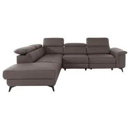 Ecksofa COTTA "Springs L-Form" Sofas Gr. B/H/T: 290 cm x 79 cm x 235 cm, Echtleder, Ottomane links, mit Kopfteilverstellung-mit Relaxfunktion-mit Bettkasten, braun (cocoa)