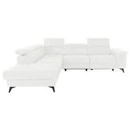 Ecksofa COTTA "Springs L-Form" Sofas Gr. B/H/T: 290cm x 79cm x 235cm, Echtleder, Ottomane links, mit Kopfteilverstellung-mit Relaxfunktion-mit Bettkasten, weiß (bianco)