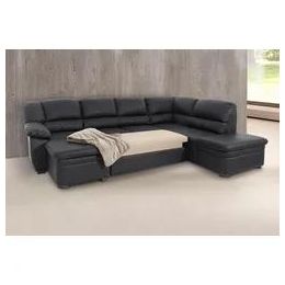 Wohnlandschaft COTTA "Casino U-Form" Sofas Gr. B/H/T: 313cm x 98cm x 95cm, NaturLEDER, Ottomane rechts, mit Bettfunktion, schwarz wahlweise mit Bettfunktion