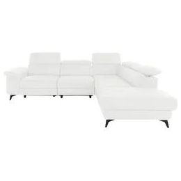 Ecksofa COTTA "Springs L-Form" Sofas Gr. B/H/T: 290cm x 79cm x 235cm, Echtleder, Ottomane rechts, mit Kopfteilverstellung-mit Relaxfunktion-mit Bettkasten, weiß (bianco)