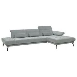 Ecksofa DIE PLANBAR "MP-IN20126 L-Form" Sofas Gr. B/H/T: 328cm x 82cm x 190cm, Material Bezug, Ottomane rechts, Kopfteilverstellung-Sitztiefenverstellung-Klappbarer Anstellhocker-Armteilverstellung, blau (ocean) mit Kopfteilverstellung, optional Sitztiefen- & Armteilverstellung