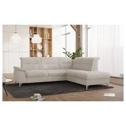 Sit & More Ecksofa SIT & MORE "Astoria L-Form" Sofas Gr. B/H/T: 256cm x 91cm x 225cm, Flachgewebe, Ottomane rechts, mit Kopfteilverstellung-mit Armlehnfunktion-mit Relaxfunktion motorisch im Sofa 2,5-sitzig, beige (nature) wahlweise mit motorischer Relaxfunktion