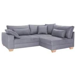 Ecksofa Home Affaire "Helena II DuraSpring" Sofas Gr. B/H/T: 227 cm x 88 cm x 190 cm, Luxus-Microfaser in Lederoptik, Ottomane rechts, ohne Bettfunktion, silberfarben (silber) mit Taschenfederkern, bis 140 kg belastbar, wahlweise Bett