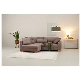 Ecksofa Home Affaire "Helena II, L-Form" Sofas Gr. B/H/T: 227 cm x 77 cm x 190 cm, Struktur Chenille, Ottomane links, ohne Bettfunktion, grau (taupe) Mit Federkern, wahlweise mit Bett und Taschenfederkern