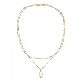 Elli Kette Damen Größe 42 hellblau / gold / hellpink / perlweiß