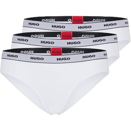 Hugo Stripe Slip, 3er-Pack, Logo-Bund, für Damen, weiß, S