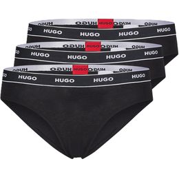 Hugo Stripe Slip, 3er-Pack, Logo-Bund, für Damen, schwarz, XXL