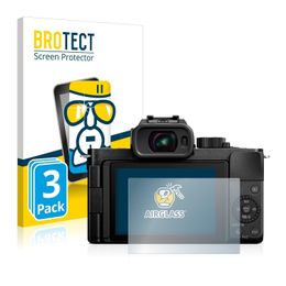 BROTECT Displayschutzglas Schutzglas für Panasonic Lumix G110, 3 Stück, Schutzfolie Display Schutz Glas Folie klar, weiß