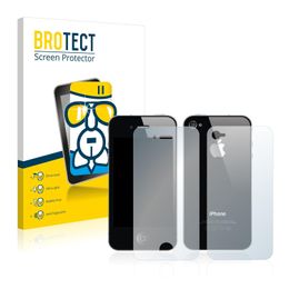 BROTECT Displayschutzglas Schutzglas für Apple iPhone 4 (Display+Rückseite), Schutzfolie Display Schutz Glas Folie klar, weiß