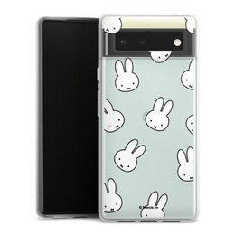 DeinDesign Handyhülle Miffy Muster transparent Miffy Pattern Transparent, Google Pixel 6 Silikon Hülle Bumper Case Handy Schutzhülle, weiß