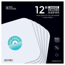 Big Fudge LP-Schutzhülle 100 Stück 12" Vinyl LP Schutzhüllen für Innen - Hochwertige Qualität, 12" Vinyl LP Innenhüllen - 100 Stück, weiß