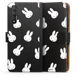 DeinDesign Handyhülle Miffy Muster transparent Miffy Pattern Transparent, Huawei Nova 5T Hülle Handy Flip Case Wallet Cover Handytasche Leder, schwarz