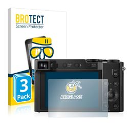 BROTECT Displayschutzglas Schutzglas für Panasonic Lumix DMC-TZ101, 3 Stück, Schutzfolie Display Schutz Glas Folie klar, weiß
