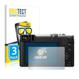 BROTECT Displayschutzglas Schutzglas für Panasonic Lumix DMC-TZ70, 3 Stück, Schutzfolie Display Schutz Glas Folie klar, weiß