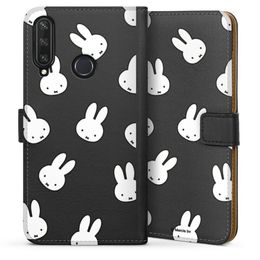 DeinDesign Handyhülle Miffy Muster transparent Miffy Pattern Transparent, Huawei Y6p Hülle Handy Flip Case Wallet Cover Handytasche Leder, schwarz