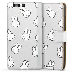 DeinDesign Handyhülle Miffy Muster transparent Miffy Pattern Transparent, Huawei P10 Hülle Handy Flip Case Wallet Cover Handytasche Leder, weiß