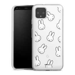 DeinDesign Handyhülle Miffy Muster transparent Miffy Pattern Transparent, Google Pixel 4 Silikon Hülle Bumper Case Handy Schutzhülle, weiß