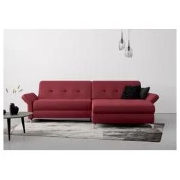 Ecksofa Inosign "Maredo L-Form" Sofas Gr. B/H/T: 284 cm x 89 cm x 179 cm, Luxus-Microfaser weich, mega-Recamiere rechts, mit Kopfteilverstellung, mit Armteilfunktion, mit Vorziehsitz motorisch und mit Bettkasten, rot (bordeaux) Federkern, wahlweise auch mit Kopfteil- und Armlehnverstellung