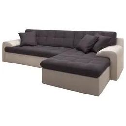 Ecksofa Trendmanufaktur "Rave II, L-Form" Sofas Gr. B/H/T: 245cm x 77cm x 154cm, Struktur fein, Recamiere rechts, ohne Bettfunktion, beige (creme, rosybraun) wahlweise mit Bettfunktion