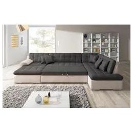 Wohnlandschaft Trendmanufaktur "Rave II, toller Sitzkomfort, auswendige Detailverarbeitung" Sofas Gr. B/H/T: 323cm x 77cm x 202cm, Struktur fein, Recamiere links, mit Bettfunktion, beige (creme, dunkelgrau) wahlweise mit Bettfunktion, U-Form