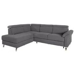 Sit & More Ecksofa SIT & MORE "Arngast L-Form" Sofas Gr. B/H/T: 245cm x 84cm x 194cm, Struktur weich, Ottomane links, ohne Bettfunktion-ohne Bettkasten, grau inklusive Kopfteilverstellung und Federkern