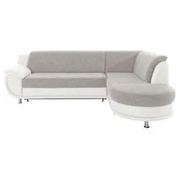 Ecksofa Trendmanufaktur "Rondo 3, L-Form" Sofas Gr. B/H/T: 265cm x 85cm x 190cm, Kunstleder SOFTLUX-Struktur, Ottomane rechts, mit Federkern, mit Bettfunktion, weiß (weiß, cappuccino) mit Ottomane und Federkern, wahlweise Bettfunktion