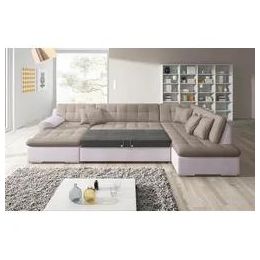 Wohnlandschaft Trendmanufaktur "Rave II, toller Sitzkomfort, auswendige Detailverarbeitung" Sofas Gr. B/H/T: 323cm x 77cm x 202cm, Struktur fein, Recamiere links, mit Bettfunktion, beige (creme, tan) wahlweise mit Bettfunktion, U-Form