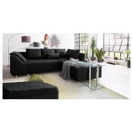 Ecksofa Collection AB "Sally L-Form" Sofas Gr. B/H/T: 256cm x 87cm x 165cm, Struktur, Ottomane beidseitig montierbar, ohne Bettfunktion-ohne Bettkasten, grau (anthrazit) mit und ohne Bettfunktion, inklusive loser Rücken- Zierkissen