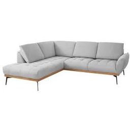 Guido Maria Kretschmer Home & Living Ecksofa GUIDO MARIA KRETSCHMER HOME & LIVING "Palic, L-Form" Sofas Gr. B/H/T: 241 cm x 87 cm x 206 cm, Webstoff, Ottomane links, silberfarben (silber)