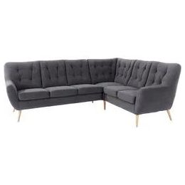 Ecksofa exxpo - SOFA FASHION "Scandi, bequem und komfortabel mit aufwendiger Rückenpolsterung", grau (anthrazit), B:258cm H:92cm T:92cm, Korpus: 100% PES, Luxus-Microfaser (100% Polyester), Sofas, in aktuellen Farben in hochwertigen Bezugsqualitäten, L-Form