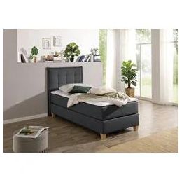 Boxspringbett Home Affaire Komplettbetten Gr. Struktur (100% Polyester), Liegefläche B/L: 90cm x 200cm, Gewicht bis: 100 kg H3, 7-Zonen-Kaltschaummatratze, grau (anthrazit) Boxspringbett inklusive Komfortschaum-Topper