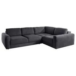 Ecksofa Places of Style "Bloomfield, L-Form" Sofas Gr. B/H/T: 304 cm x 84 cm x 224 cm, Struktur, langer Schenkel links, XXL ohne Sitztiefenverstellung, grau (graphite) extra tiefe Sitzfläche, wahlweise mit Sitztiefenverstellung