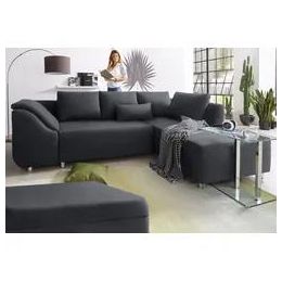 Ecksofa Collection AB "Sally L-Form" Sofas Gr. B/H/T: 256cm x 87cm x 165cm, Microfaser PRIMABELLE, Ottomane beidseitig montierbar, mit Bettfunktion-mit Bettkasten, grau (anthrazit) mit und ohne Bettfunktion, inklusive loser Rücken- Zierkissen