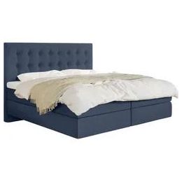 Boxspringbett Schlaraffia "Everton" Komplettbetten Gr. Webstoff SECRET, Liegefläche B/L: 160cm x 200cm, H4 + H4, 7-Zonen-Tonnentaschen-Federkernmatratze, blau (midnight) Boxspringbett inklusive BULTEX-Topper, Fuß in Schwebeoptik