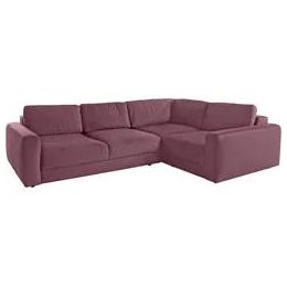 Ecksofa Places of Style "Bloomfield, L-Form" Sofas Gr. B/H/T: 289cm x 84cm x 209cm, Velours, langer Schenkel links, XL ohne Sitztiefenverstellung, rosa (altrosa) In verschiedenen Größen