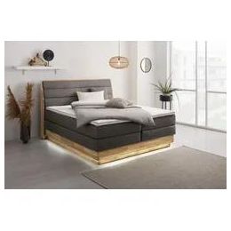 Boxspringbett OTTO products Komplettbetten Gr. Flachgewebe Polyester mit LED-Beleuchtung, mit Premium-Topper, Liegefläche B/L: 180 cm x 200 cm Betthöhe: 69 cm, Gewicht bis: 100 kg + 100 kg H3 + H3, 7-Zonen-Taschen-Federkernmatratze, braun (mud) Boxspringbett LED-Beleuchtung, mit zertifizierten, recycelten Bezugsstoffen