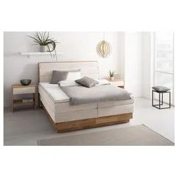 Boxspringbett OTTO products Komplettbetten Gr. Chenille Polyester mit LED-Beleuchtung, mit Premium-Topper, Liegefläche B/L: 180cm x 200cm Betthöhe: 69cm, Gewicht bis: 100 kg + 120 kg H3 + H4, 7-Zonen-Taschen-Federkernmatratze, beige (sabbia) Boxspringbett LED-Beleuchtung, mit zertifizierten, recycelten Bezugsstoffen