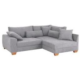 Ecksofa Home Affaire "Helena II DuraSpring" Sofas Gr. B/H/T: 227 cm x 88 cm x 190 cm, Struktur weich, Ottomane rechts, ohne Bettfunktion, grau (hellgrau) mit Taschenfederkern, bis 140 kg belastbar, wahlweise Bett