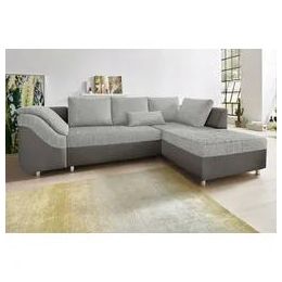 Ecksofa Collection AB "Sally L-Form" Sofas Gr. B/H/T: 256 cm x 87 cm x 165 cm, Kunstleder SOFTLUX-Struktur, Ottomane beidseitig montierbar, ohne Bettfunktion-ohne Bettkasten, grau (anthrazit, hellgrau) mit und ohne Bettfunktion, inklusive loser Rücken- Zierkissen