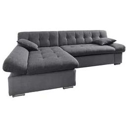 Ecksofa Trendmanufaktur "Reggae, modern und bequem, aktueller Materialmix, L-Form" Sofas Gr. B/H/T: 237cm x 78cm x 94cm, Microfaser PRIMABELLE-Struktur, Recamiere links, ohne Bettfunktion, grau (anthrazit/anthrazit) inkl. verstellbare Armlehne, wahlweise mit Bettfunktion