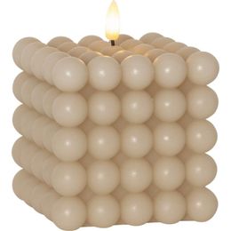 STAR TRADING LED-Kerze "Flamme Dot" rund, warmweiß, IP20, ø100mm, braun