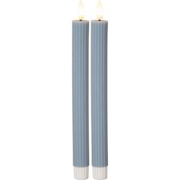 STAR TRADING LED-Kerze "Flamme Stripe" 2-flammig, Kunststoff, blau, warmweiß, IP20 (ja)