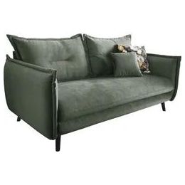 3-Sitzer Inosign "Lazio" Sofas Gr. B/H/T: 183cm x 97cm x 110cm, Velours, grün (dunkelgrün) inklusive 1 Stk. Wende- und Zierkissen